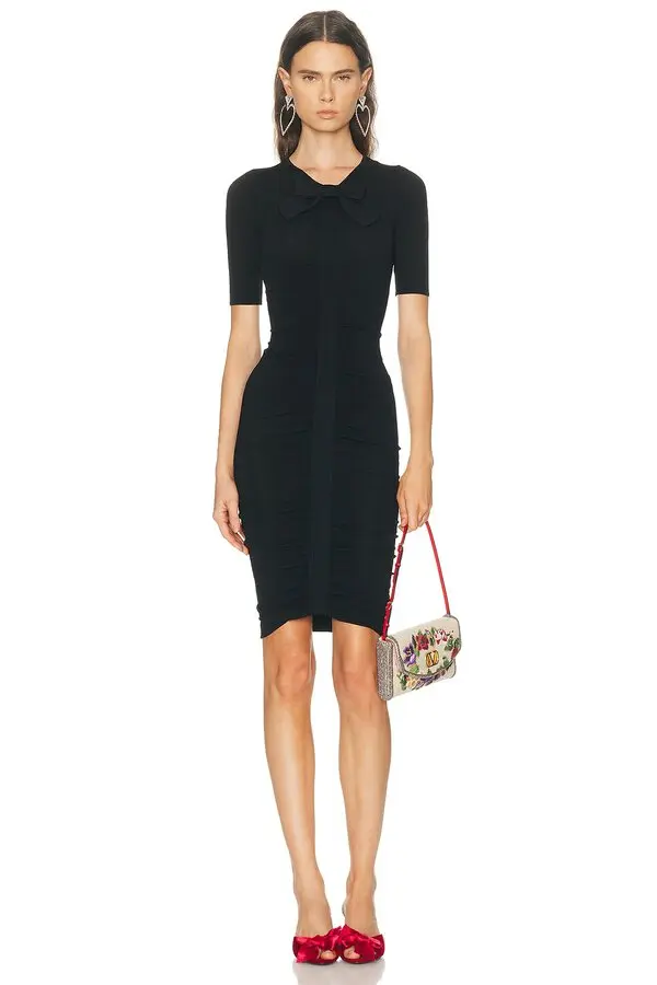 Valentino Garavani Rouche Knit Dress - Nero