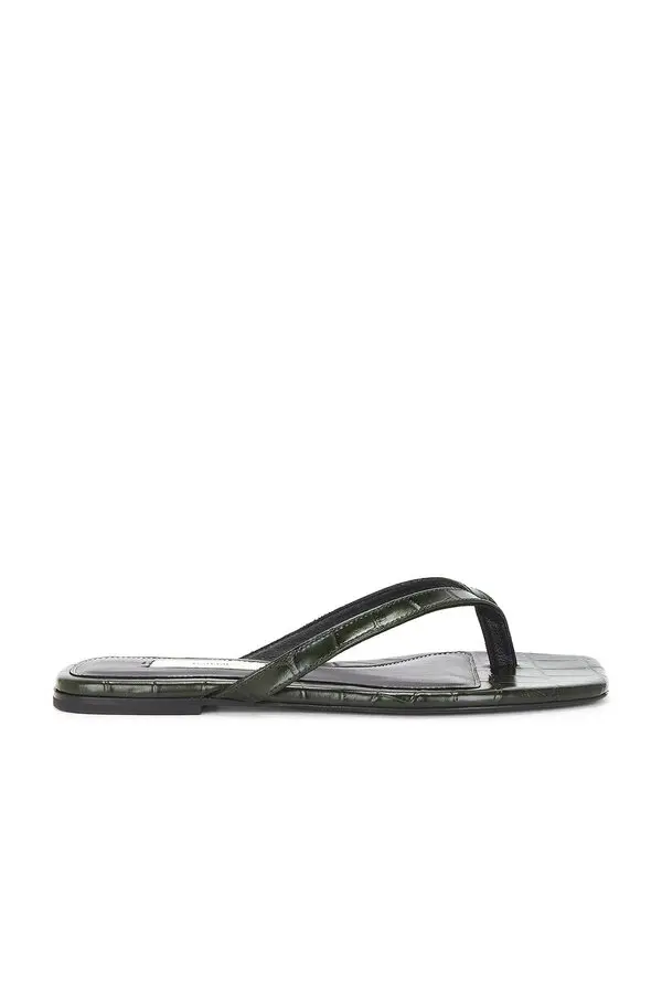 TOTEME Croco Embossed Flip Flops - Black