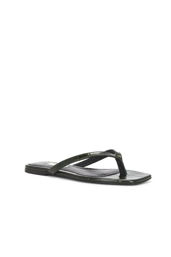TOTEME Croc Embossed Flip Flop - Dark Green
