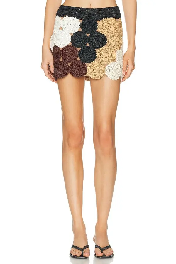 SIMONMILLER Raffia Mini Skirt - Earth Tone Combo