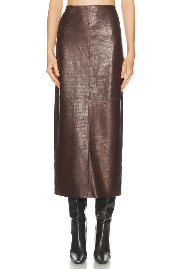 Nour Hammour Elyse Croco Skirt - Lacquered Croco