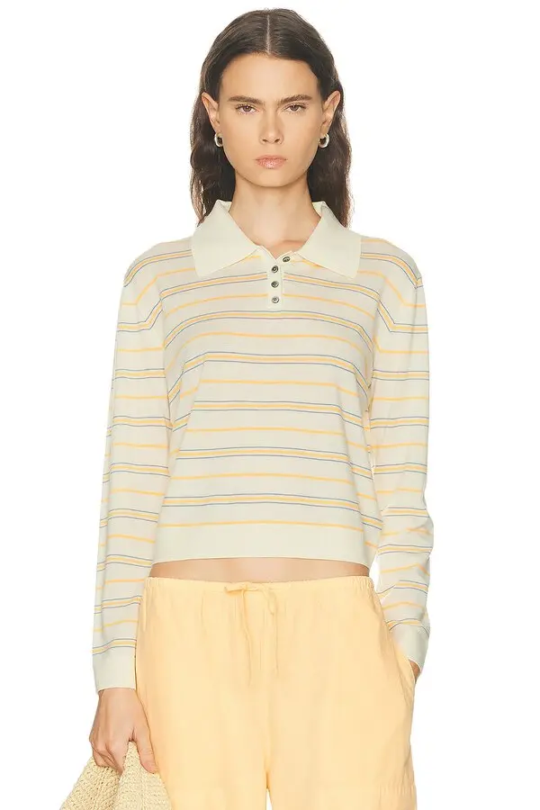 LESET James Stripe Polo Top - Soleil Stripe