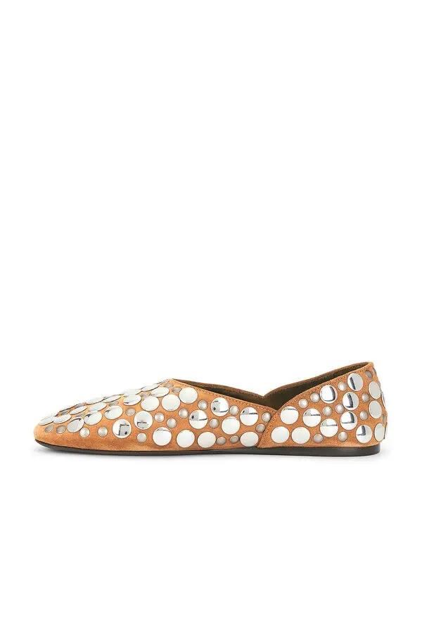 Khaite Jane Studded Flat - Caramel