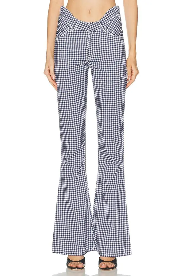 JEAN PAUL GAULTIER Gingham Print Pants - Navy & White