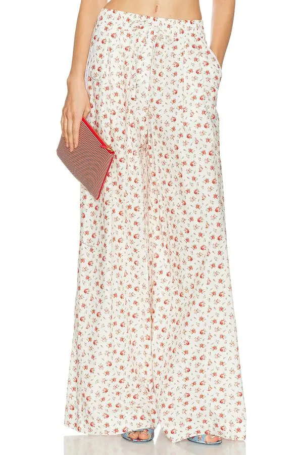 Dolce & Gabbana Wide Leg Pant - White & Red