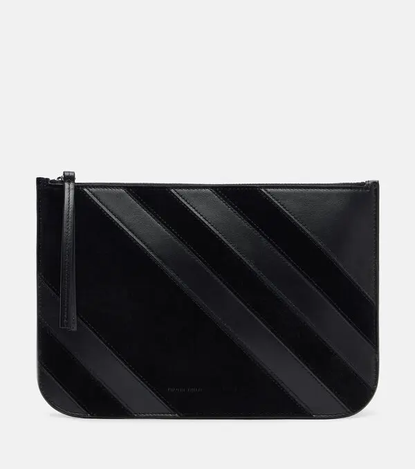 Phoebe Philo Pocket Leather And Suede Pouch - Black