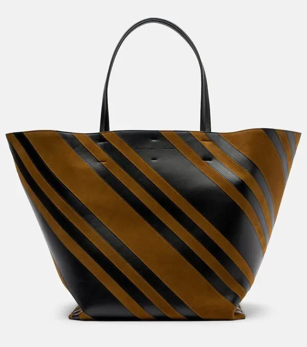 Phoebe Philo Basket Cabas Leather And Suede Tote Bag - Black