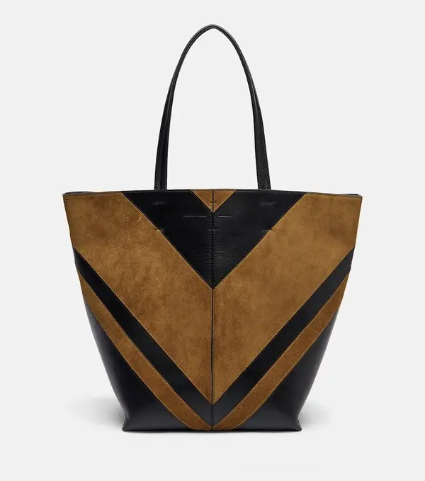 Phoebe Philo Pot Cabas Suede And Leather Tote - Black