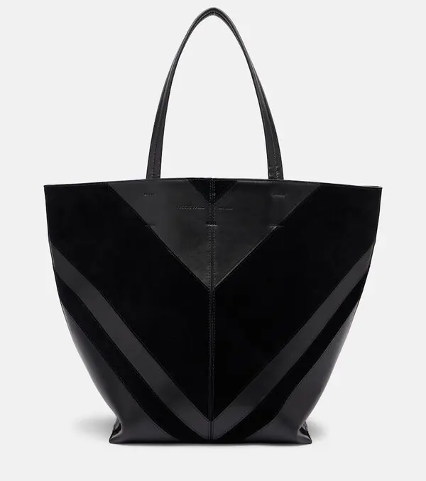 Phoebe Philo Pot Cabas Suede And Leather Tote Bag - Black