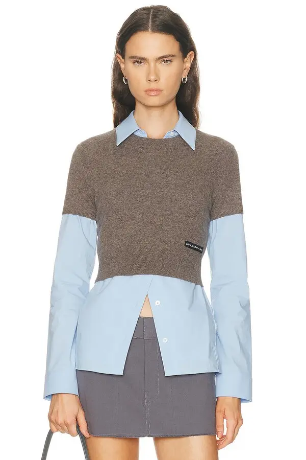 Alexander Wang Prestyled Button-down Top - Brown & Blue