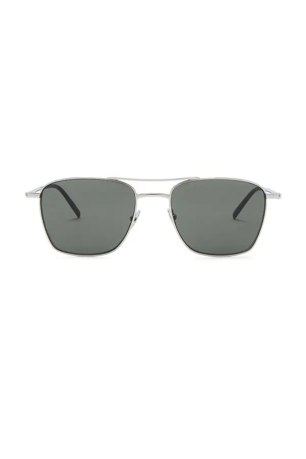 Saint Laurent Sl Logo Pilot Sunglasses - Silver, Black, & Grey