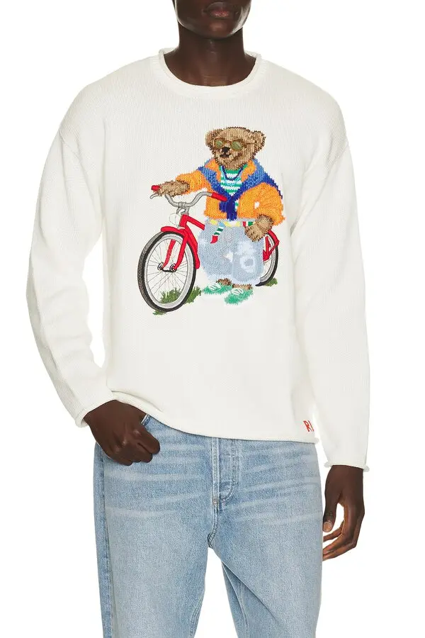 Polo Ralph Lauren Long Sleeve Harbor Island Bear Rollneck Sweater - Deckwash White
