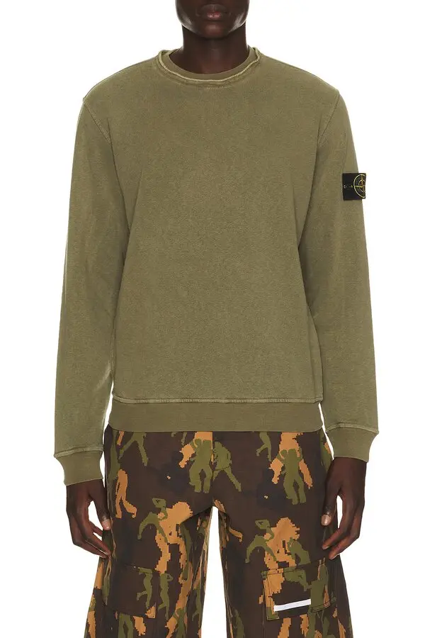 Stone Island Garment Dyed Crew Neck Sweatshirt - Military Green
