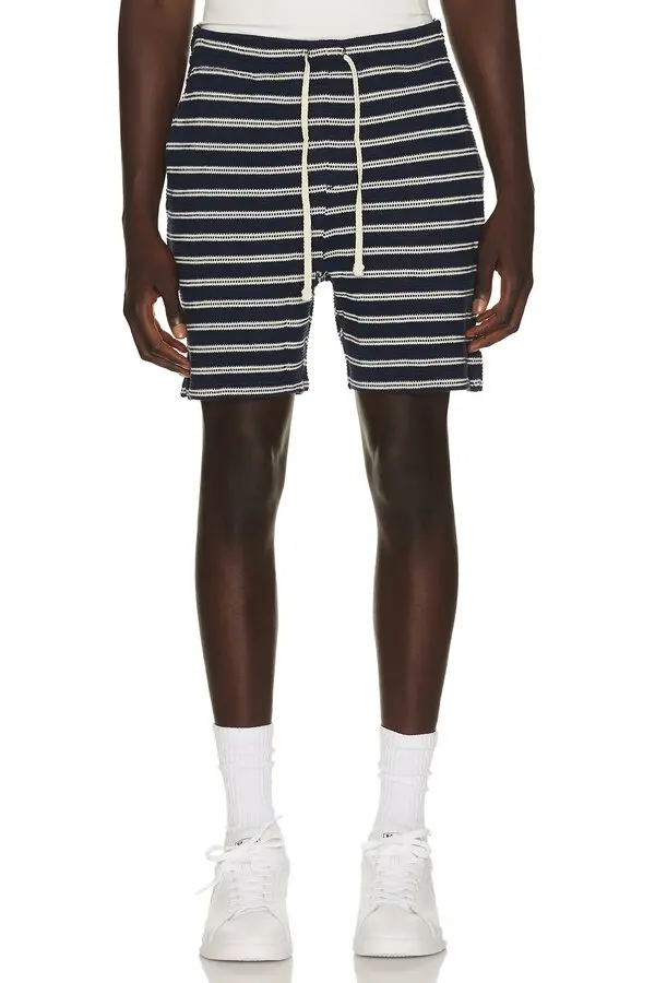 Polo Ralph Lauren Striped Textured Pull-on Short - Newport Navy Pale Cream
