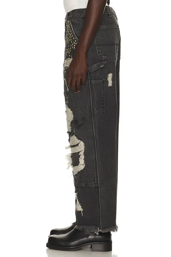 PALY HOLLYWOOD Busted Dbl Knee Jean - Black