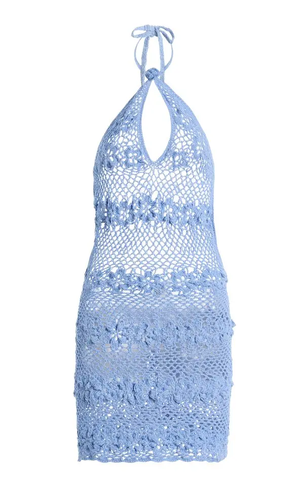 Akoia Swim Kusuma Crocheted Cotton Mini Dress - Blue