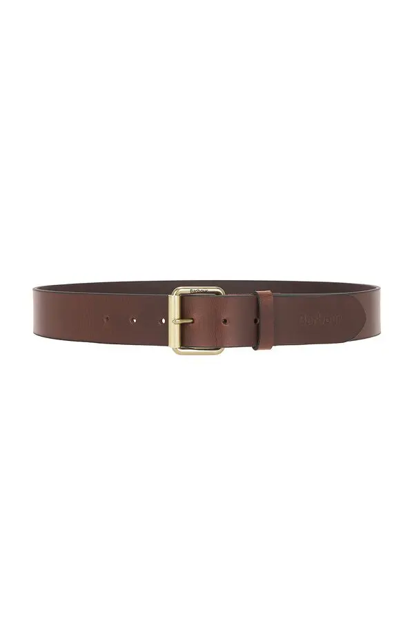Barbour Contrast Leather Belt - Olive Brown