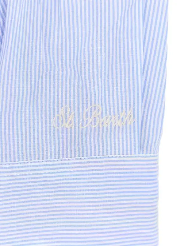 MC2 SAINT BARTH Striped Embroidered Shirt - Blue