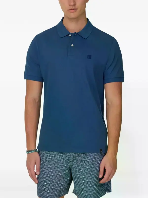 Boggi Milano Pique Button Polo Shirt - Blue