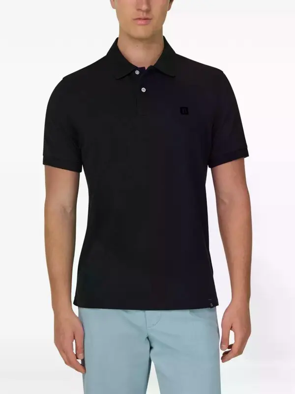 Boggi Milano Flocked Pique Polo Shirt - Black