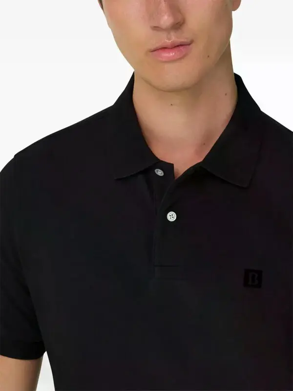 Boggi Milano Flocked Pique Polo Shirt - Black