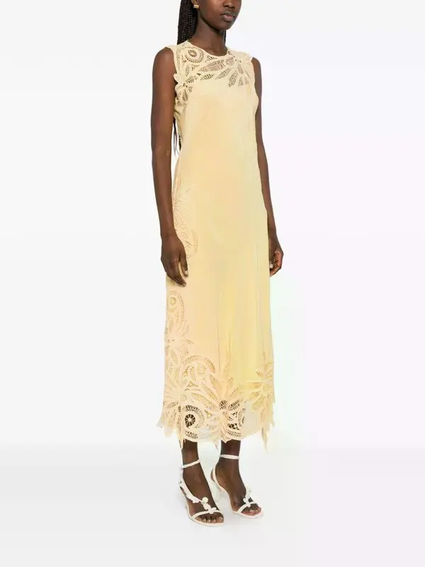 Ulla Johnson Idra Lace-detail Midi Dress - Yellow