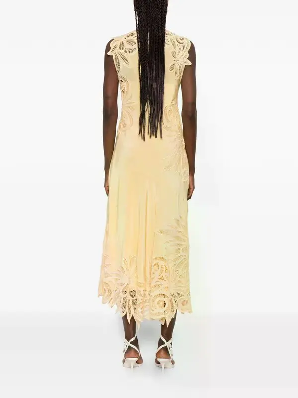 Ulla Johnson Idra Lace-detail Midi Dress - Yellow