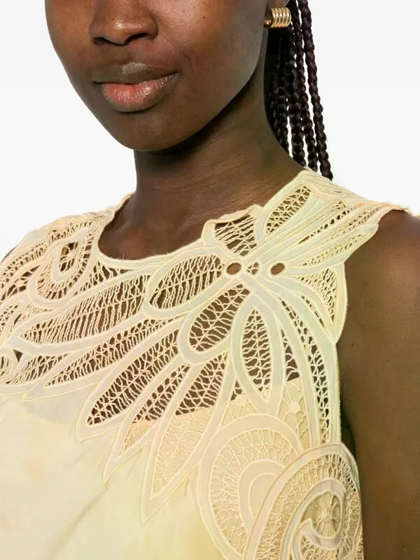 Ulla Johnson Idra Lace-detail Midi Dress - Yellow