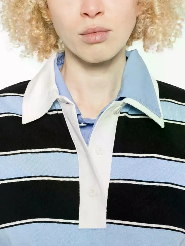 Closed Striped Polo Top - Blue
