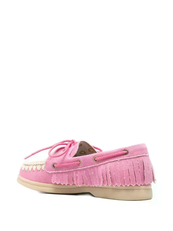 Mou Lace-up Round-toe Loafers - Pink