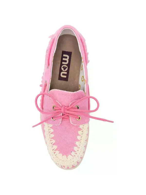 Mou Lace-up Round-toe Loafers - Pink
