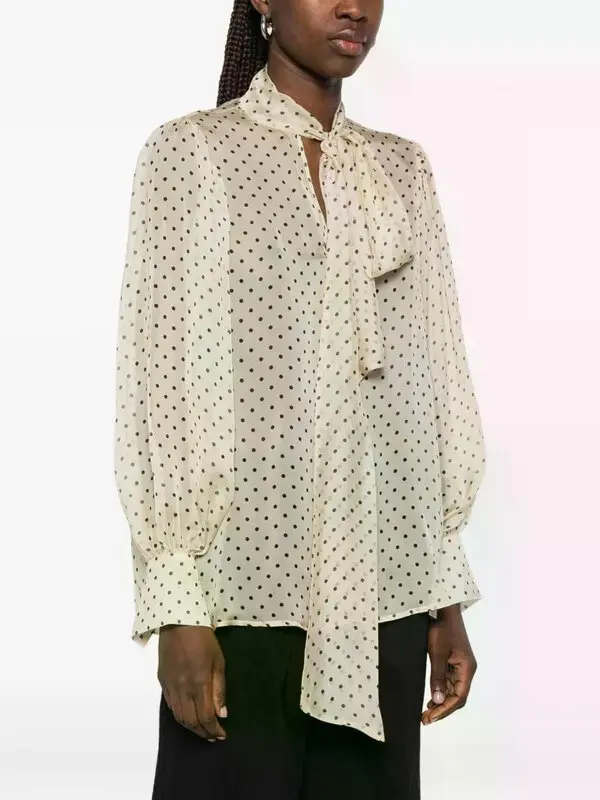 CRIDA MILANO Polka-dot Long Sleeve Blouse