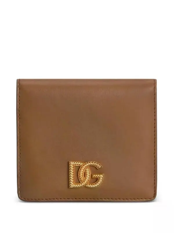 Dolce & Gabbana Calfskin Wallet With Dg Logo - Neutrals