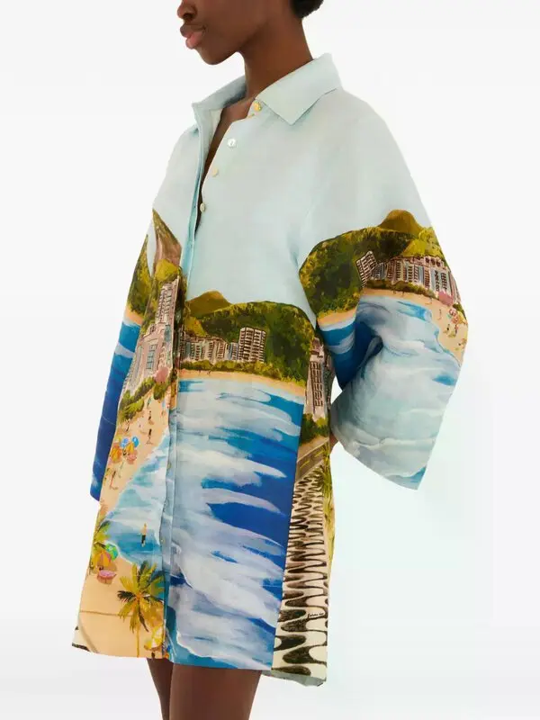 Farm Rio Printed Tie Dress - Blue