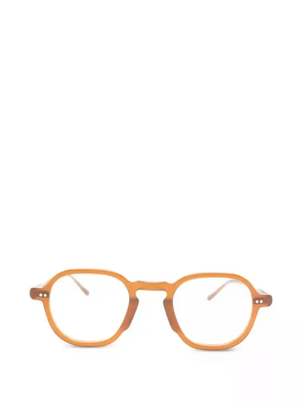 LESCA Round Frame Eyeglasses - Brown