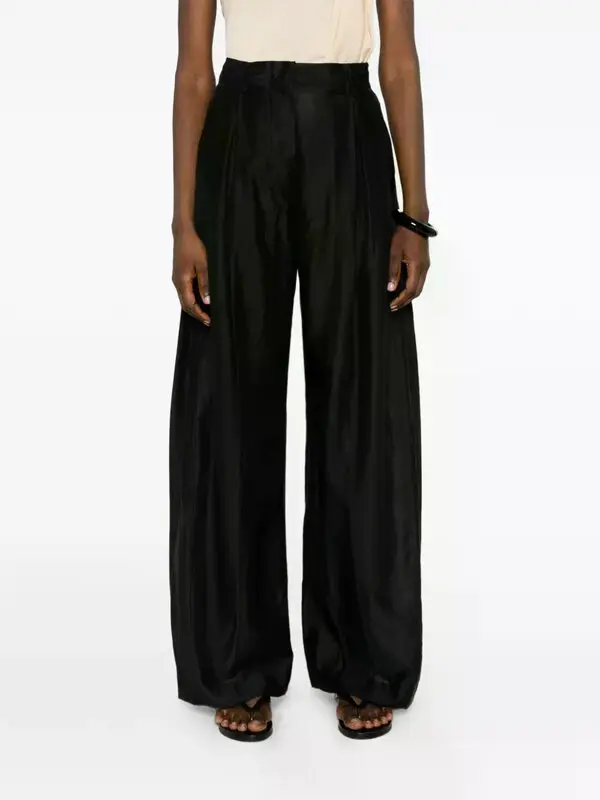 THELATEST Billie Crinkled-effect Wide Leg Trousers - Black
