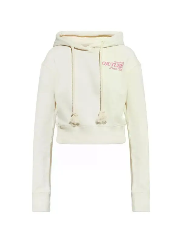 Versace Cropped Cotton Sweatshirt With Graphic Print
