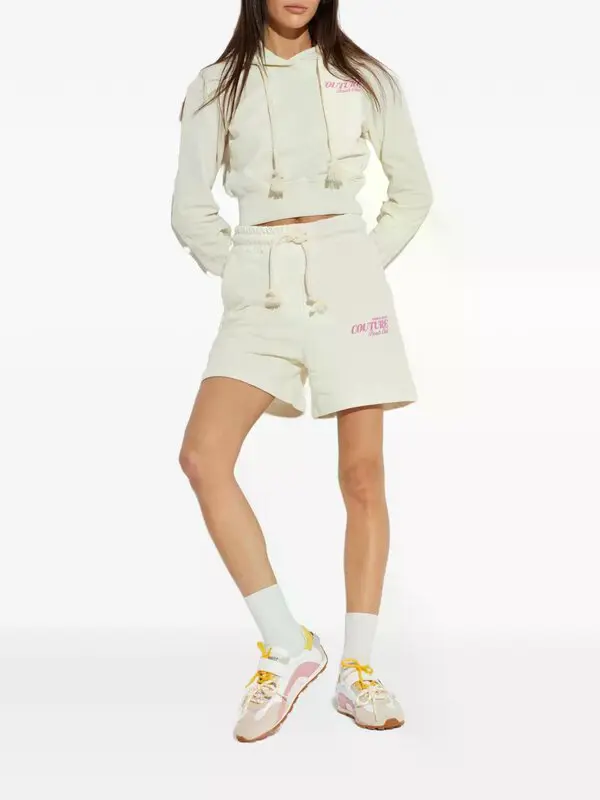 Versace Cropped Cotton Sweatshirt With Graphic Print