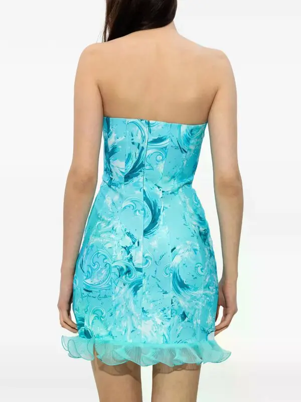 Versace Patterned Off-shoulder Mini Dress
