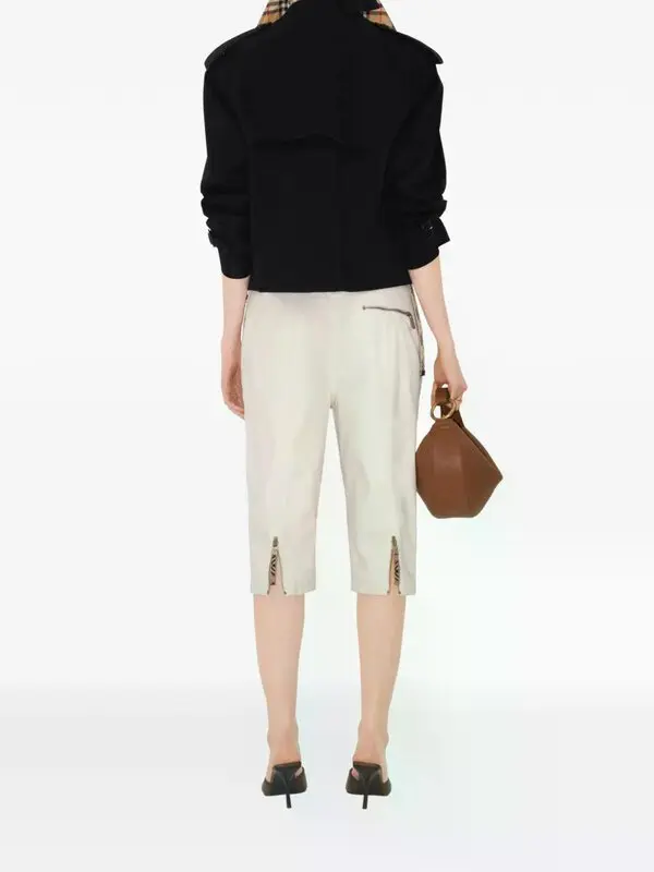 Burberry Cropped Gabardine Trench Jacket - Black