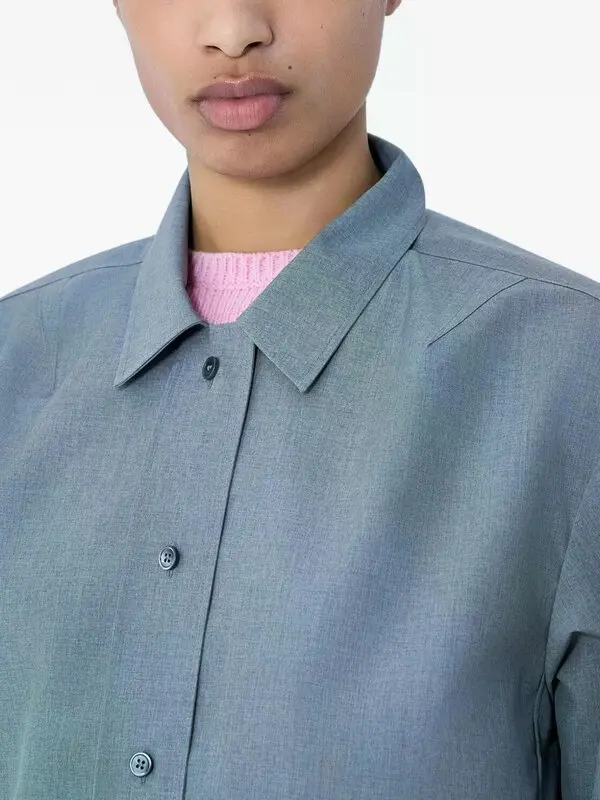 JIL SANDER Cropped Wool Jacket - Blue