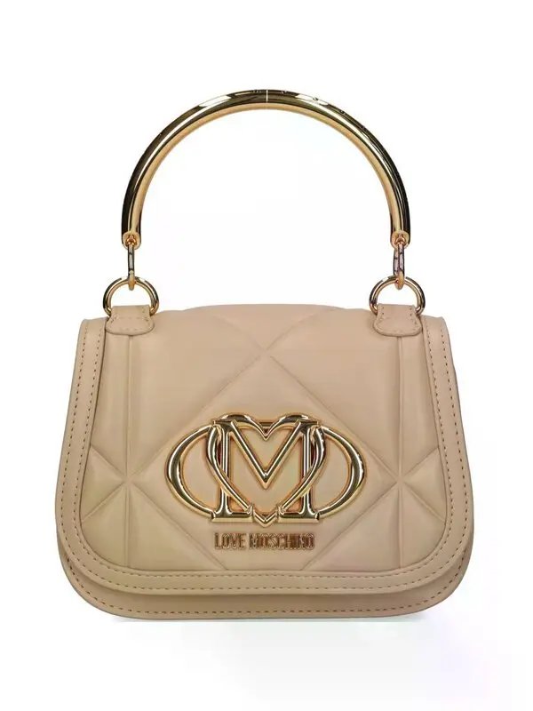 Moschino Quilted Tote Bag With Logo - Neutrals