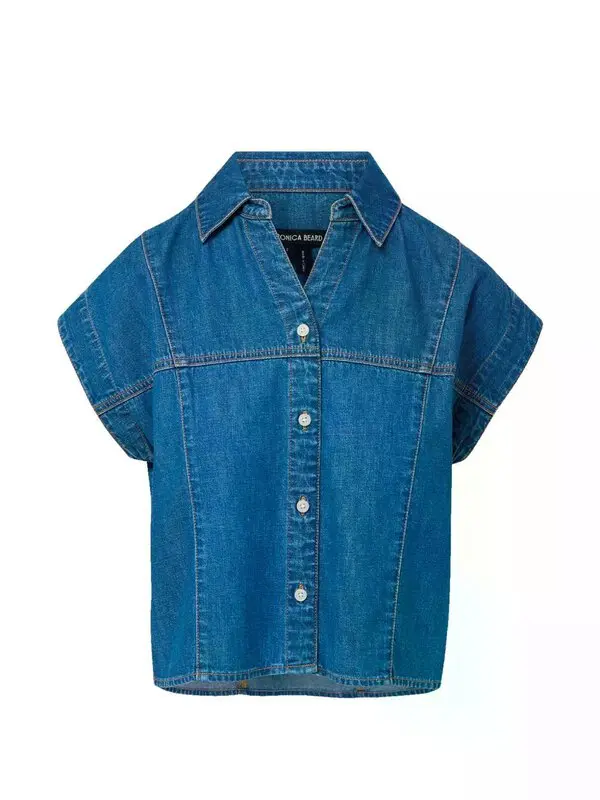 Veronica Beard Cap-sleeve Button-up Blouse
