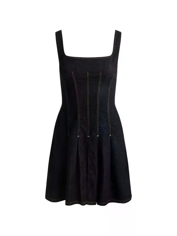 Alice + Olivia Hollis Flared Denim Mini Dress - Blue