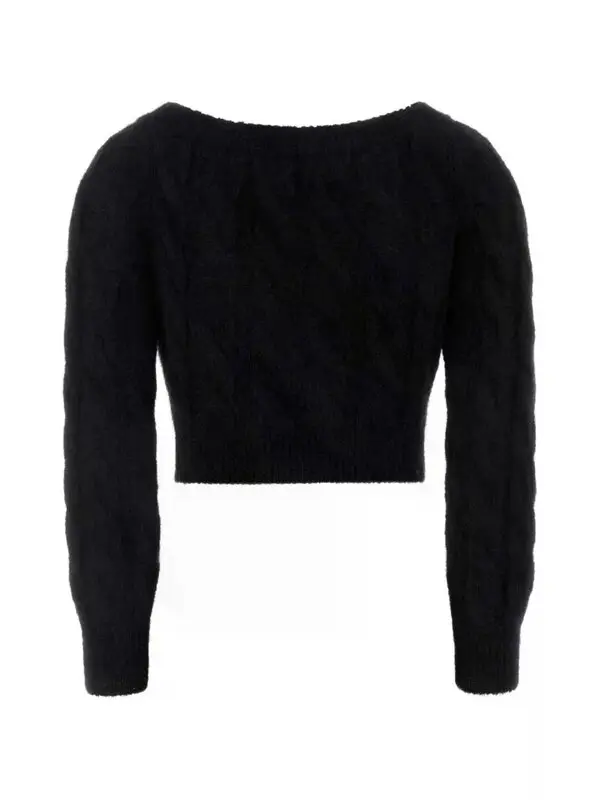 Alessandra Rich Mohair Blend Jewel Embellished Cardigan - Black