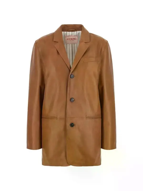 Iceberg Button Leather Jacket