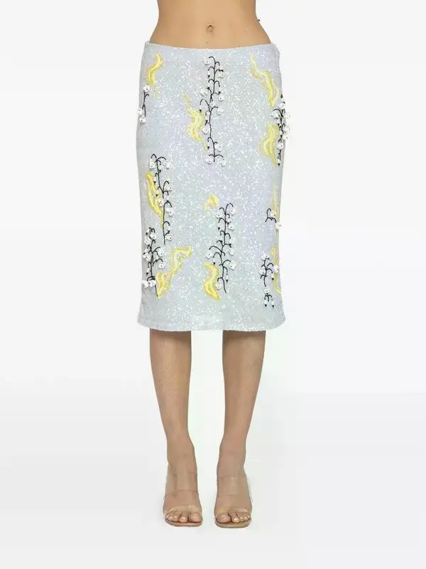 DES_PHEMMES Sequin-embellished Midi Skirt - Blue