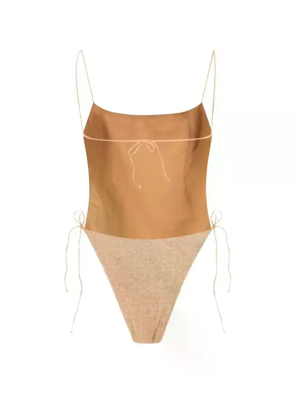 Oseree Lumière One-piece Swimsuit With Spaghetti Straps And Open Back - Neutrals