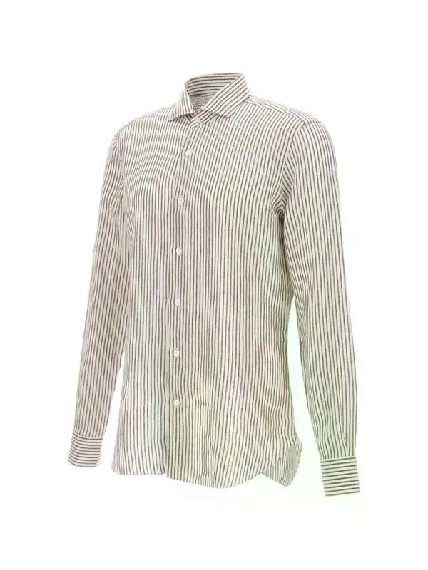 BARBA NAPOLI Striped Button Shirt - Neutrals