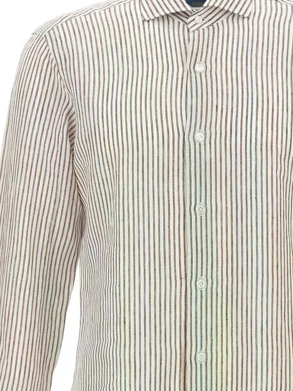 BARBA NAPOLI Striped Button Shirt - Neutrals